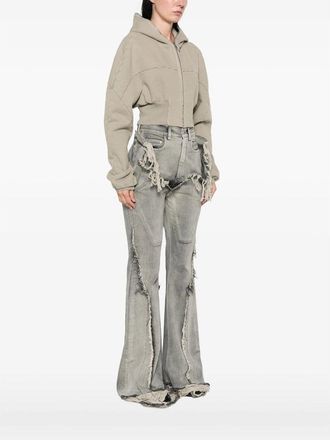 Rick Owens Hooded Cotton-Blend Cropped Jacket - Gray