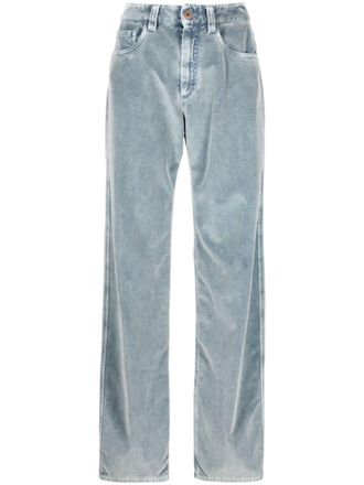 Brunello Cucinelli Weite Hose in Samtoptik - Blau