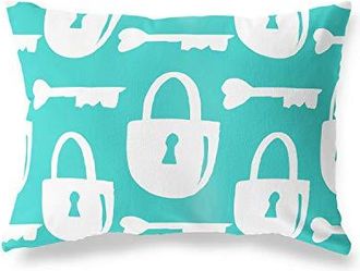 Bonamaison Le Jardin du Lin Kissen Zierkissenbezug Türkisweiß Kissenbezug, Weich Bequem, Für Zuhause Autos Büro Sofa Wohnzimmer Couch Schlafzimmer Dekor, 35x50 C