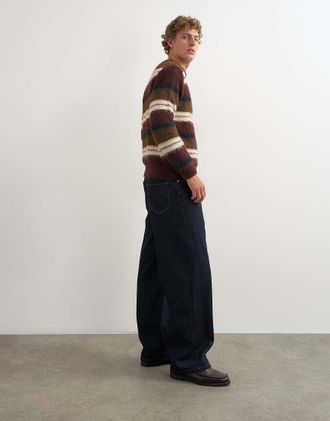 Topman Jeans mit Baggy-Fit aus Rigid-Denim in Rinse-Waschung-Blau