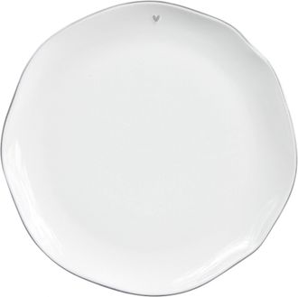 Bastion Collections Frühstücksteller Weiß und kleines Herz in Grau, Mehrfarbig, Einheitsgröße