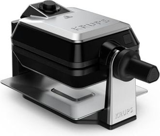 Krups Gaufrier Rotatif, Cuisson parfaites, Cuisson homogène, Utilisation facile, Plaques antiadhésives, Haute précision, Rangement vertical, FDD95D10, Noir 