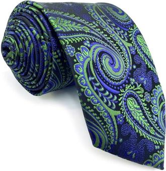 Shlax & Wing Cravate Homme Paisley Bleu Vert Cravate Pack Fête De Mariage XL Extra Longue 160cm