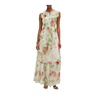 HUGO BOSS Femme, Robes, Multicolore, Taille: 44 FR Robe Ray&eacute;e Enelina Dos Ouvert