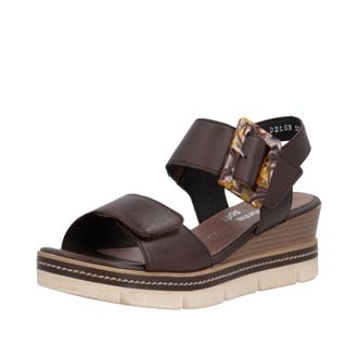 Remonte Keilsandalette REMONTE Elisabeth Hurley-Collection, Damen, Gr. 39, braun (dunkelbraun), Leder, unifarben, Schuhe, Keilabsatz, Riemensandale, Sommersch