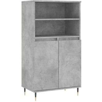 vidaXL Buffet haut Gris b&eacute;ton 60x36x110 cm Bois ding&eacute;nierie