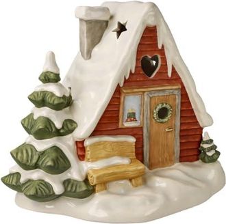 GOEBEL Windlicht Berghütte im Schnee Winterwald Weihnachten