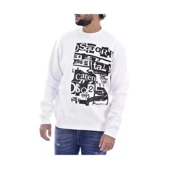 Dsquared2 Wei&szlig;er Sweatshirt mit Aufgedrucktem Logo - - Sweatshirts & Hoodies - Herren - Wei&szlig; - S