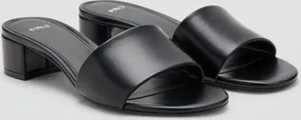 Mango Sandales lani&egrave;re &agrave; talon bloc noir - Femme - 35 - MANGO