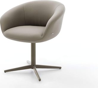 DELIFE Drehstuhl Vinka-Flex mit Armlehnen Echt-Leder Schlamm Fußkreuz Effektfinish Titan 360° drehbar Taschenfederkern, Esszimmerstühle