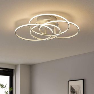 Globo Lighting Lampe LED design anneaux mobiles plafonnier argent lampe de salon, alu, 55W 4650Lm blanc neutre, DxH 51,5x11,4 cm