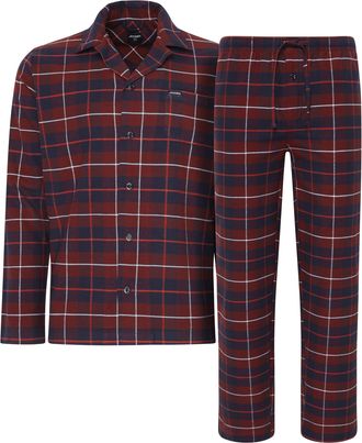 Jockey Herren Everyday Flannel Pyjama, Deep Cranberry Plaid, 2XL