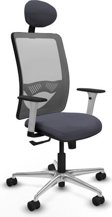 Piqueras y Crespo Grauer B&uuml;rostuhl Zulema mit wei&szlig;en und schwarzen Armlehnen, h&ouml;henverstellbarer Lendenwirbelst&uuml;tze und festem Kopfteil, ausgestattet mit 3 Positionen, 