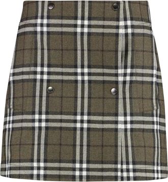 Burberry Femme, Jupes, Vert, Taille: 36 FR Plaid Wool Blend Mini Skirt