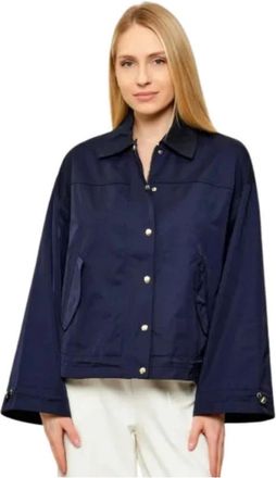 Liu Jo Femme, Vestes, Bleu, Taille: 40 FR Veste Courte &agrave; Col Boutonn&eacute;