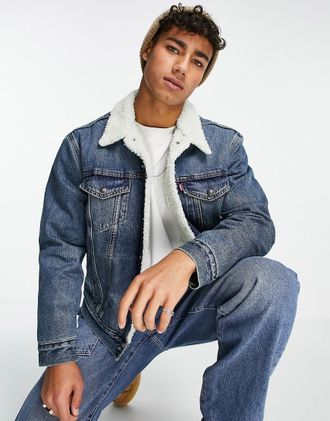 Levi's Veste camionneur en sherpa - Bleu clair délavé