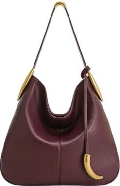 Generic JCVBN Sac fourre-tout multifonction en daim pour femme Couleur unie Style r&eacute;tro Grande capacit&eacute;, rouge vin