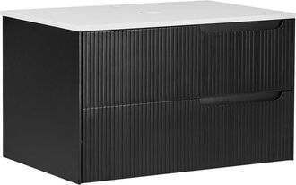 Beliani Wandmontierter Waschtischunterschrank QUINTELA 80 cm Schwarz