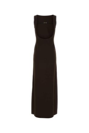 Gucci Womens Chocolate Stretch Viscose Blend Dress Darkbrown Abiti