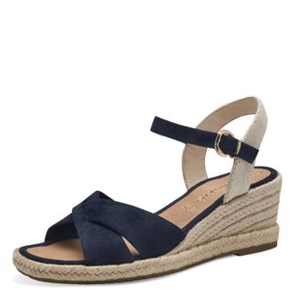 Tamaris Damen Plateau Sandalen Textil Keilabsatz Sommer; NAVY/blau; 38 EU