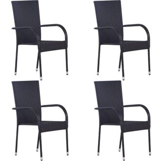 vidaXL Vidaxl - Chaises empilables dext&eacute;rieur lot de 4 R&eacute;sine tress&eacute;e Noir