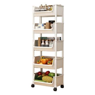 Generic Robuster mehrst&ouml;ckiger Kunststoffwagen mit drehbaren R&auml;dern for K&uuml;che, Bad, Wohnzimmer, B&uuml;ro