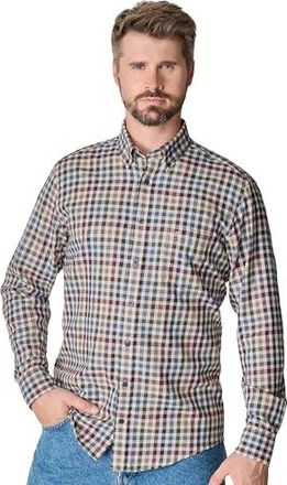 Casamoda Casa Moda Comfort Fit Chemise &agrave; carreaux en coton bross&eacute; Bordeaux/Marine, Bordeaux/bleu marine, 3XL