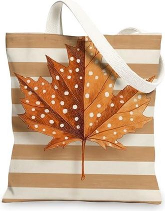 Generic Sacs fourre-tout en toile à motif de feuilles élégantes, réutilisables, légers et lavables avec bandoulière pour salle de sport, extérieur, voyage, pl