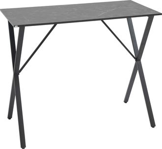 HOMCOM Moderne Bar-Theke im Industriestil, hoher K&uuml;chentisch mit Marmor-Effekt aus Holz und Stahl, 120 x 60 x 102 cm, Schwarz