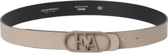 Emporio Armani Femme, Accessoires, Beige, Taille: ONE Size Ceinture en Cuir Gris avec Boucle Logo