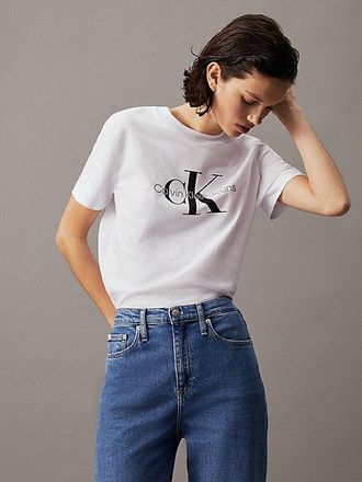 Calvin Klein T-shirt Mit Monogramm - Bright White - Damen - XXXL