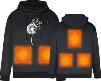 Generic Sweat &agrave; capuche d&eacute;contract&eacute; unisexe avec 5 chauffages USB pour la Saint-Valentin 2026, Noir, 5XL