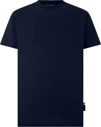 Philipp Plein T-Shirt Rundhalsausschnitt Ss Hexagon - - Tops - Herren - Blau - XL