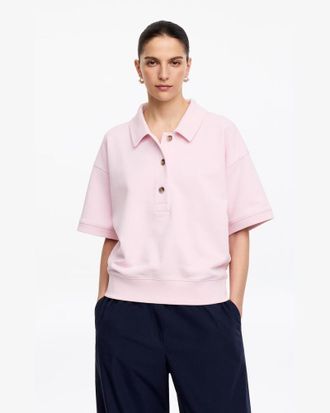 Arket Sweatshirt Aus French Terry Mit Polokragen -Rosa