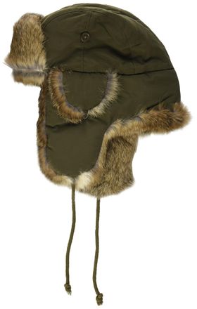 MFH Max Fuchs Fellmtze, oliv, mit braunem Kaninchenfell, Steppftterung - L oliv