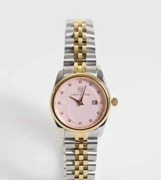 Abbott Lyon montre Belgravia 30 mm &agrave; lunette lisse rose en m&eacute;tal mixte-Multi