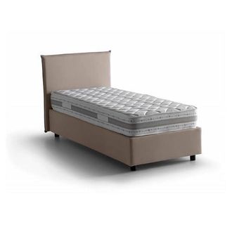 Talamo Italia Carola Einzelbett, Bettkasten mit Stoffbezug, 100 % Made in Italy, seitliche Öffnung, inklusive Matratze 80x190 cm, Taupe