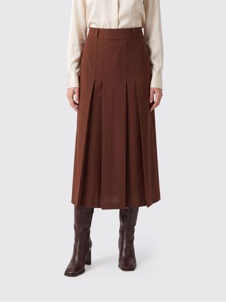 Semicouture Jupe midi &eacute;vas&eacute;e Janette en m&eacute;lange de laine avec coutures contrastantes