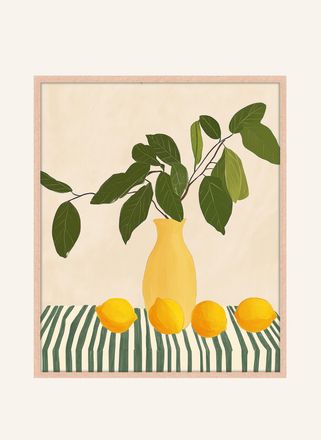 Any Image Any Image Wandbild Zitronen & Streifen Mit Rahmen braun
