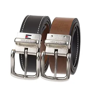 Tommy Hilfiger Ceinture pour homme, Coutures noir/marron, 38 W/33 L