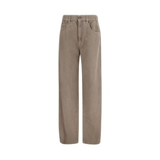 Brunello Cucinelli Weite Baumwollhose im Garment-Dye-Verfahren - - Trousers - Damen - Braun - L