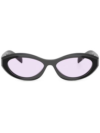 Prada lunettes de soleil à monture ovale - Noir