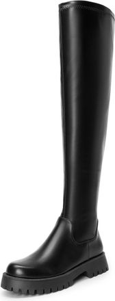 Dream Pairs Damen Klassische rutschfeste Overknee-Stiefel mit seitlichem Reißverschluss,Size 36.5,Schwarz-Pu,SDOB2408W
