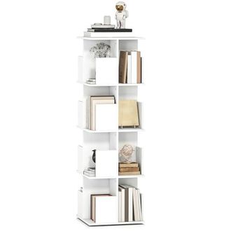 HOMCOM Bibliothèque rotative à 4 Niveaux, bibliothèque étagère Rangement avec 16 Compartiments, Meuble de Rangement pour Salon, Bureau, Chambre, 39 x 39 x 12