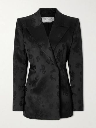 Gabriela Hearst Aleah Doppelreihiger Blazer Aus Gl&auml;nzendem Jacquard Mit Blumenmuster - Schwarz