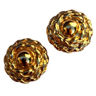Saint Laurent YSL Vintage Gold Plated Couture Earrings