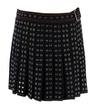 Dior Black Pleated Eyelet Mini Skirt Size XS