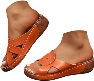 Generic Sandales orthop&eacute;diques avec soutien de la vo&ucirc;te plantaire pour femme - Sandales compens&eacute;es confortables - Sandales de marche rembourr&eacute;es - Sandales d&eacute;