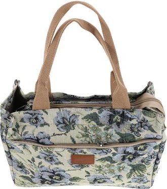 Angoily UKCOCO Paquet Cabas Fleur pour Femme en Toile Vert &agrave; Motif Floral Grand Paquet &agrave; Main Zipp&eacute; 1 Pi&egrave;ce pour Shopping Loisirs Travail et Voyages au Quotid