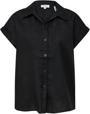 s.Oliver 2147437 Blouse en Lin à Manches Courtes, Noir 9999, 36 Femme